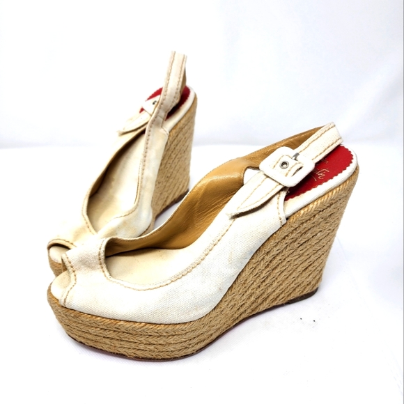 Christian Louboutin | Shoes | Christian Louboutin Cream Wedges 39 ...